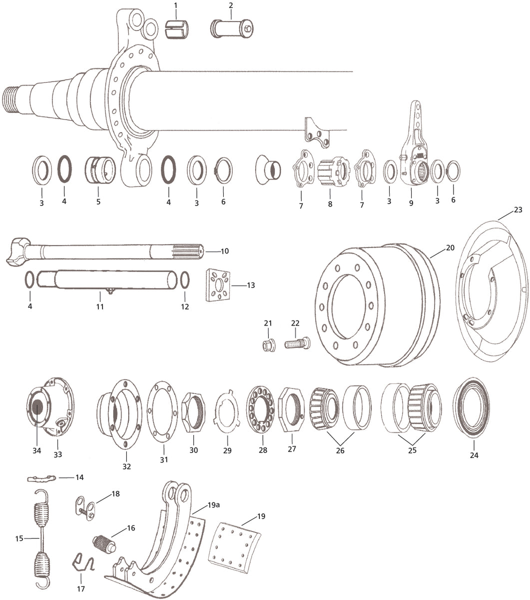York 2950 Axle Parts | 335x210 Brake Assembly Range