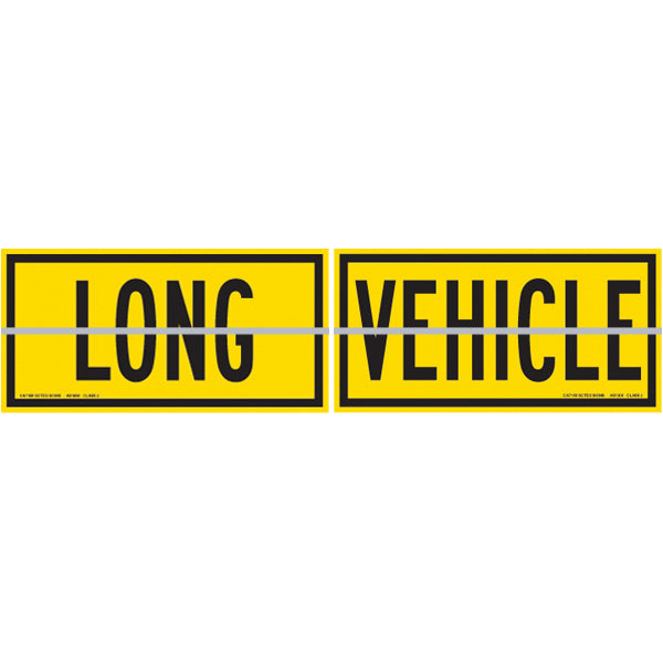 LONG VEHICLE Hinged 2 Piece 600 x 300mm Class 2 Reflective Sign - Alum