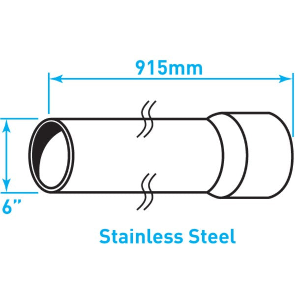Air Intake Stainless Steel Tube, Straight, Expanded End - 6" x 36 ...